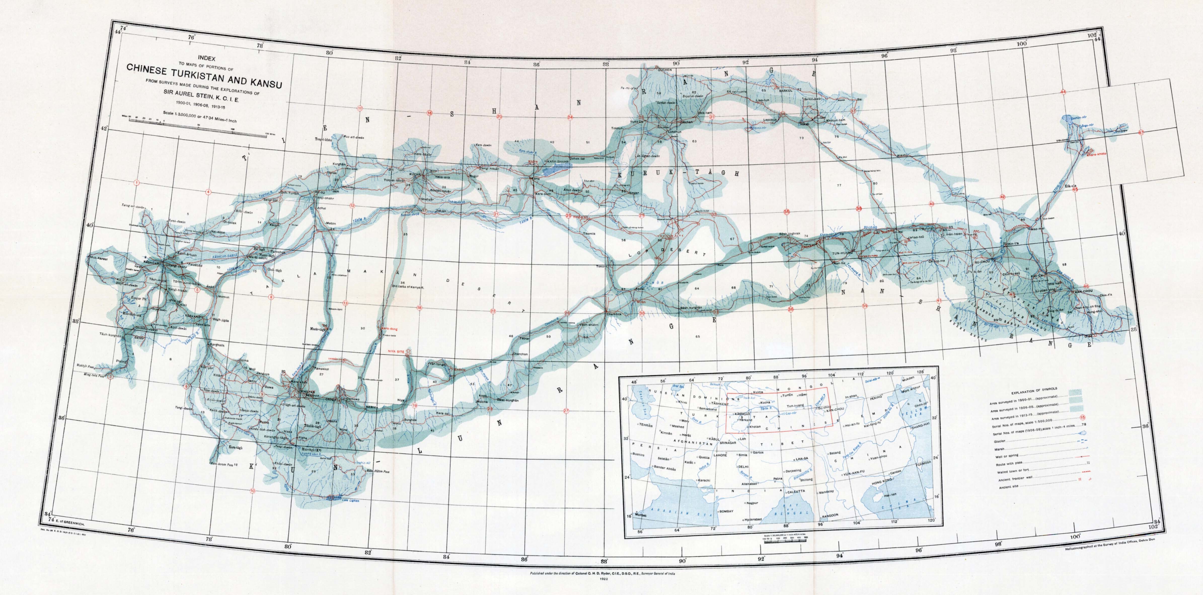 47 Maps of Chinese Turkistan and Kansu by Stein–500 k scale – Pahar
