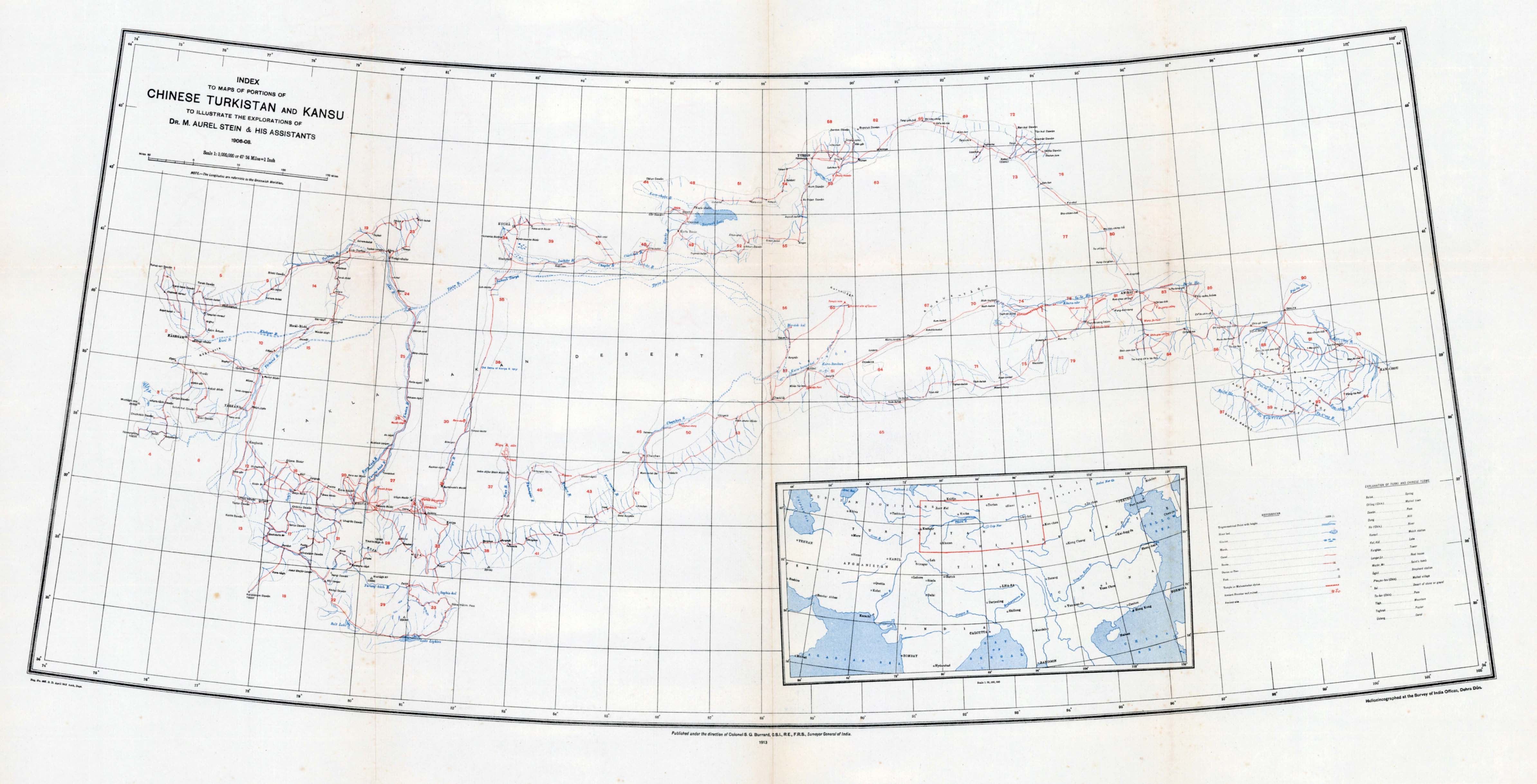94 Maps of Chinese Turkistan and Kansu by Stein–253 k scale – Pahar