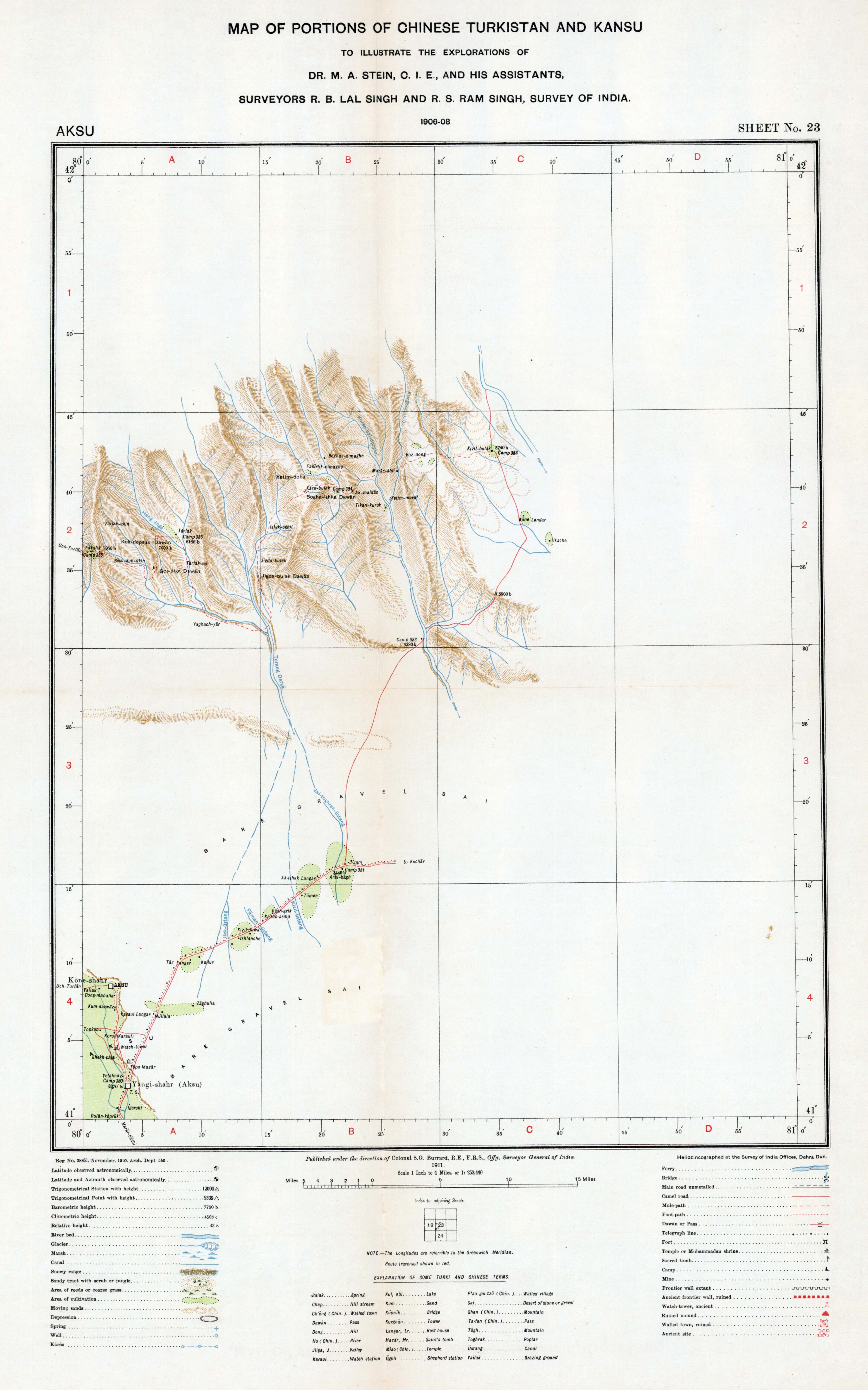 94 Maps of Chinese Turkistan and Kansu by Stein–253 k scale – Pahar